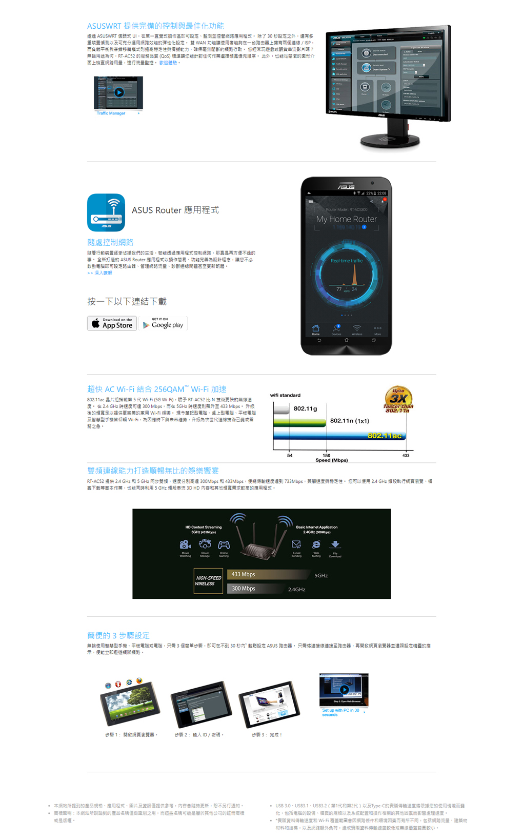 ASUS華碩 RT-AC52 AC750 四天線雙頻無線WIFI路由器(分享器) - PChome 24h購物