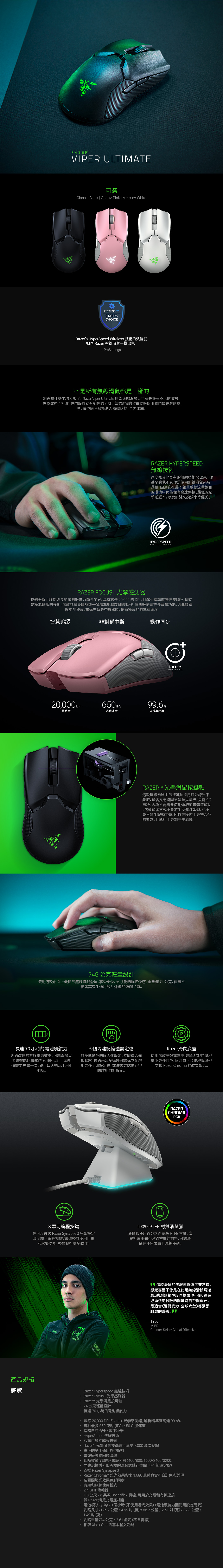 Jual (Razer)Razer Viper Ultimate Edition-Pink Crystal Wireless Mouse di ...