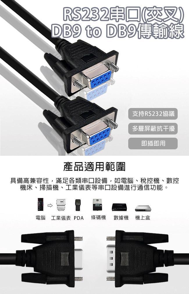 Jual (K-Line)K-Line RS232 serial port (cross) DB9 to DB9 transmission ...