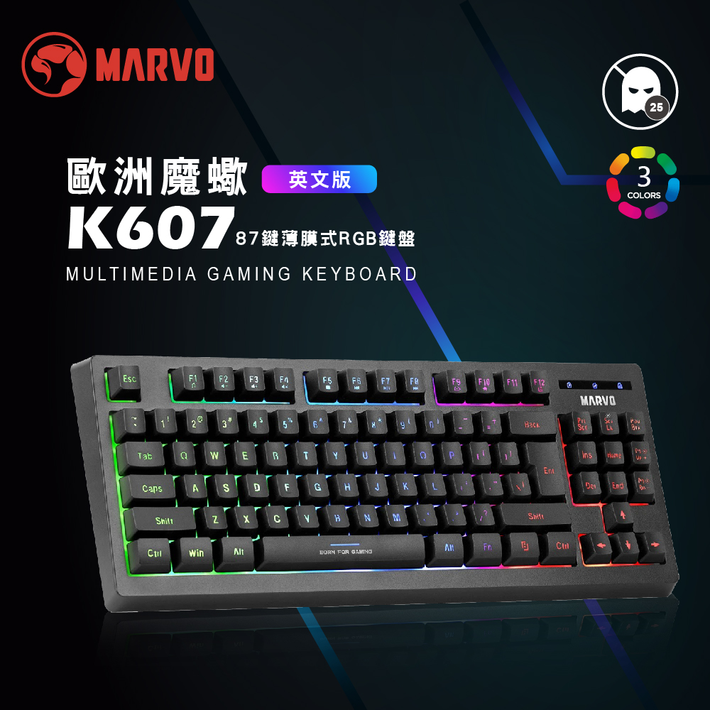 【MARVO】K607魔蠍87鍵幻彩電競鍵盤 英文 - PChome 全球購物 - 週邊