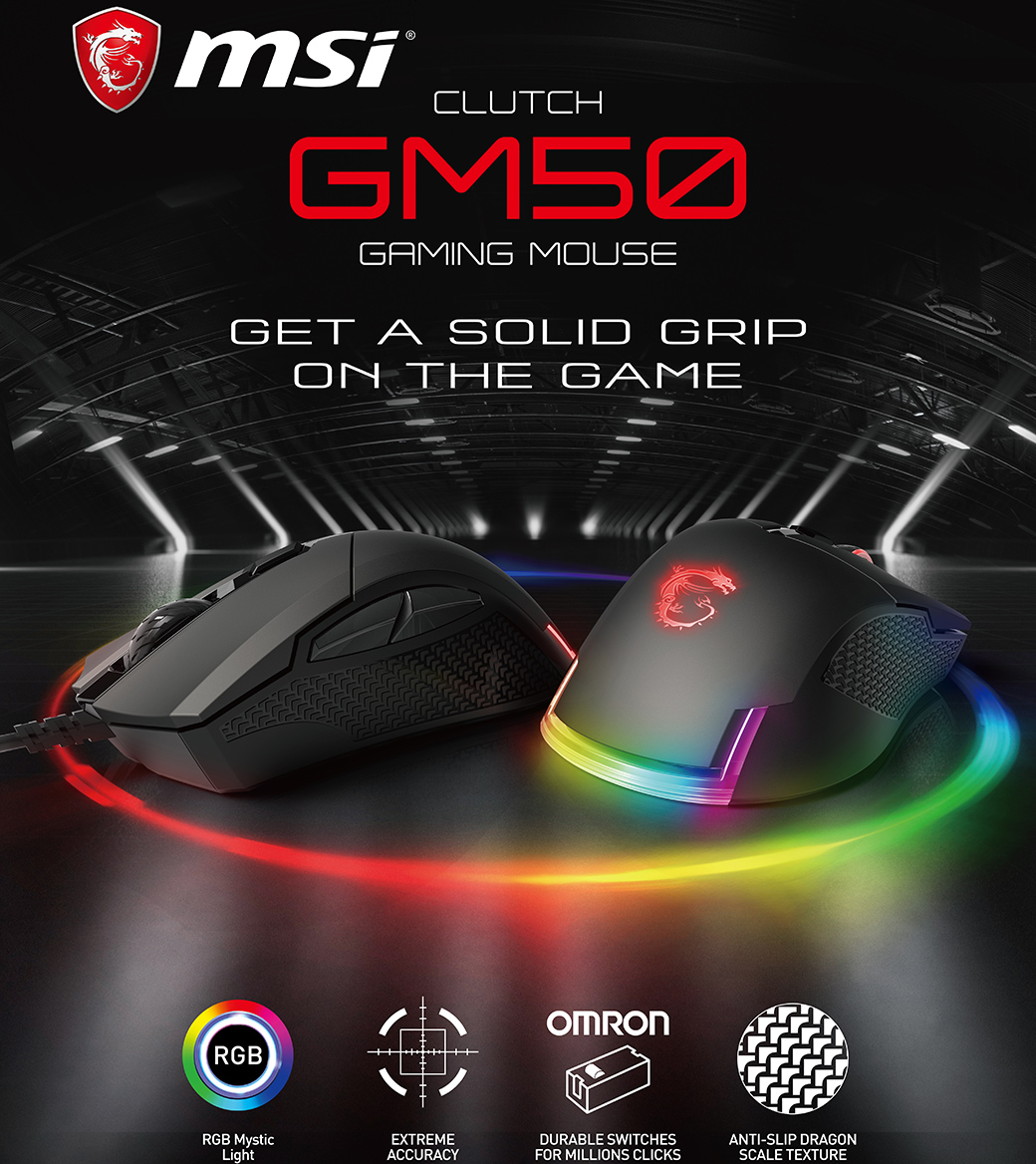 Jual (MSI)GM50 lightweight RGB gaming mouse (for right-hand FPS games ...